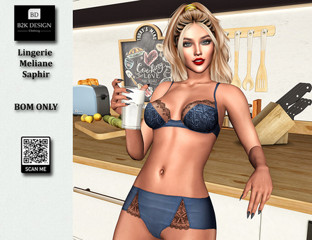 Second Life Marketplace - ..::B2K Design::..Lingerie Meliane Saphir - BOM ONLY